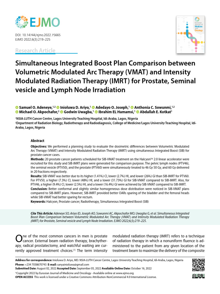 Simultaneous Integrated Boost Plan Comparison Between Volumetric ...