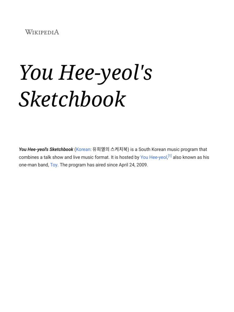 You Hee-Yeol's Sketchbook - Wikipedia | PDF | Singers | Musicians