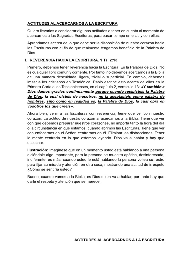 ACTITUDES AL ACERCARNOS A LA ESCRITURA - AbejalesPedrera - 101544 | PDF ...
