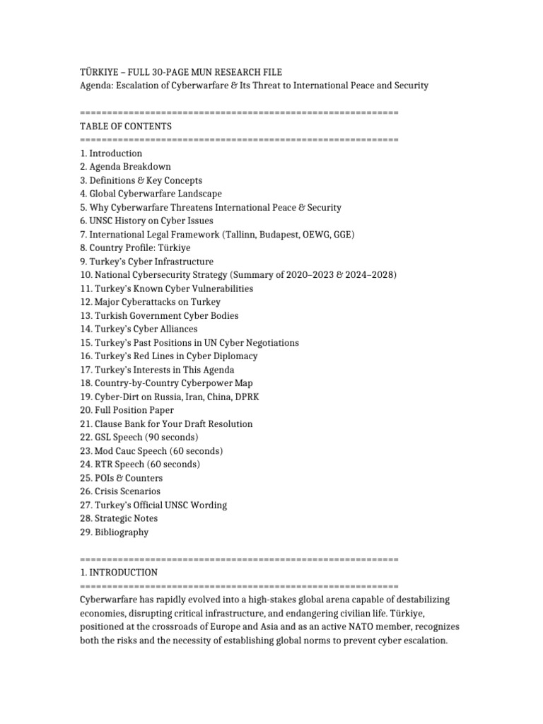 Turkey UNSC Complete Research File | PDF | Cyberwarfare | Security