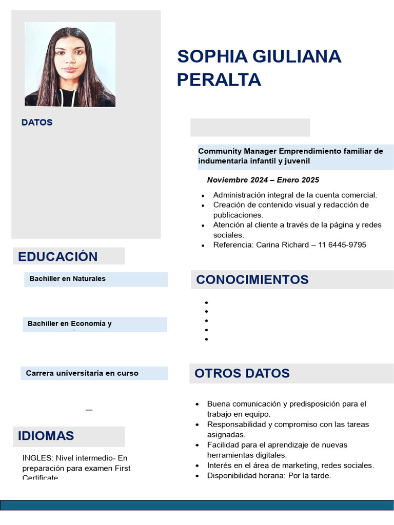 Cv Sophia Peralta | PDF