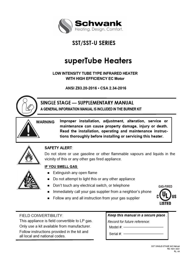 SST Single-Stage Heater I&O Manual | PDF | Duct (Flow) | Pipe (Fluid ...
