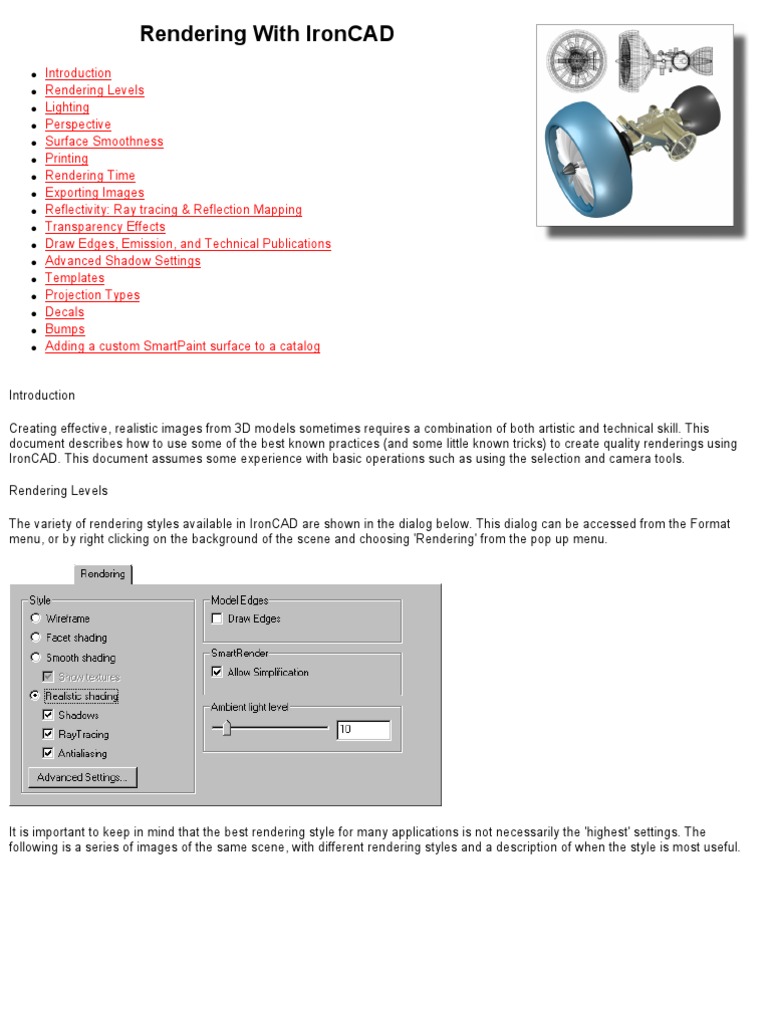Rendering With IronCAD | PDF | Rendering (Computer Graphics) | Texture Mapping