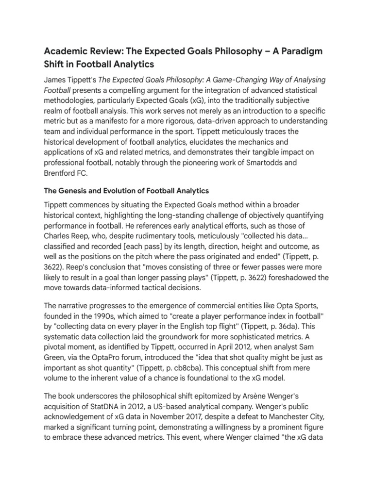The Expected Goals Philosophy A Paradigm | PDF | Analytics | Expected Value