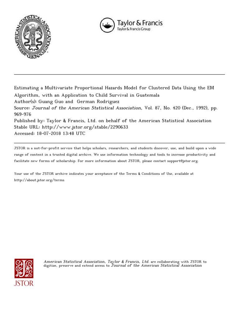 Multivariate Hazards Model for Child Survival | PDF | Statistical ...