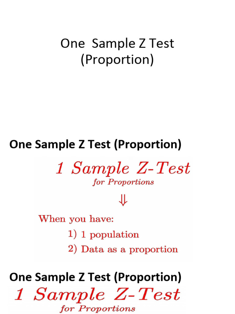 One Sample Z Test for Proportions | PDF