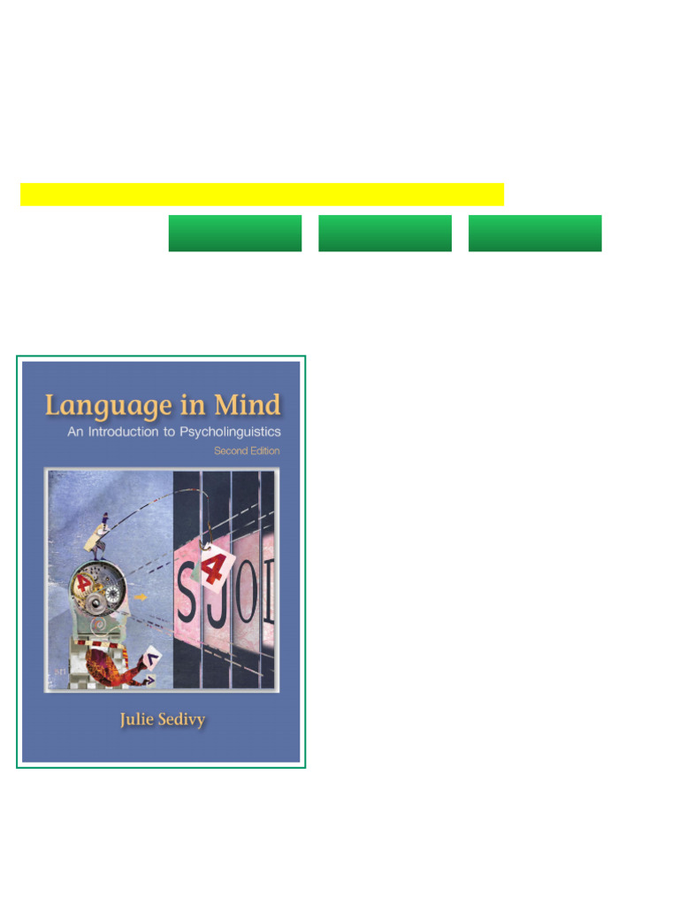 Language in Mind An Introduction To Psycholinguistics 2nd Vitalsource ...