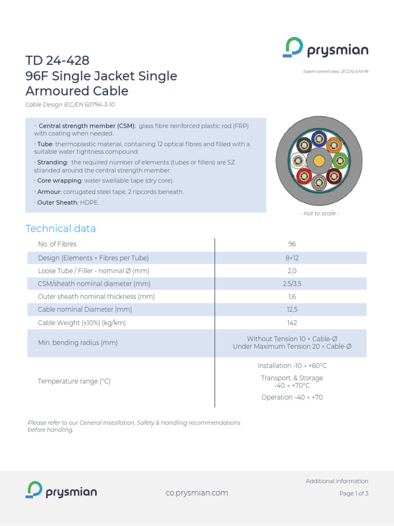 96F Armoured Optical Fibre Cable Specs | PDF | Fibre Reinforced Plastic ...
