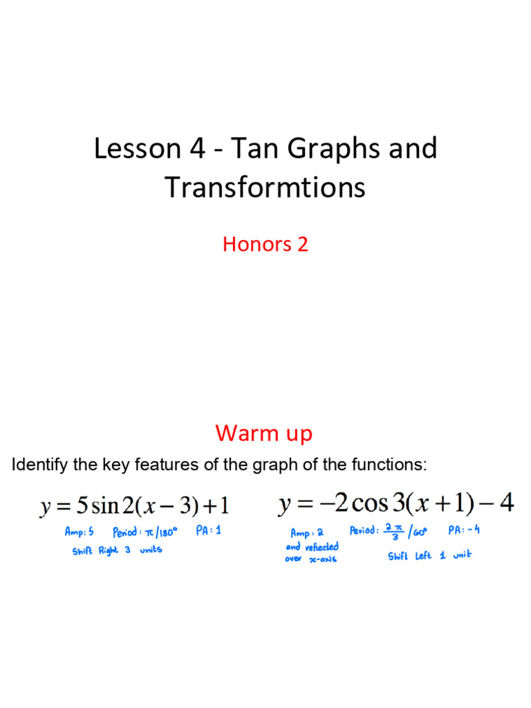 Tangent Graphs and Its Transformations Class Notes | PDF | Special ...