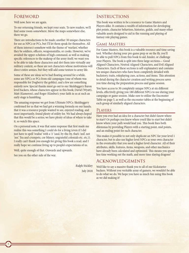 Ultimate NPCs Warfare-5 | PDF | Role Playing Games | Gaming