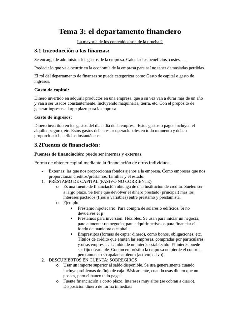Tema 3 Gestión empresarial | PDF | Business | Préstamos