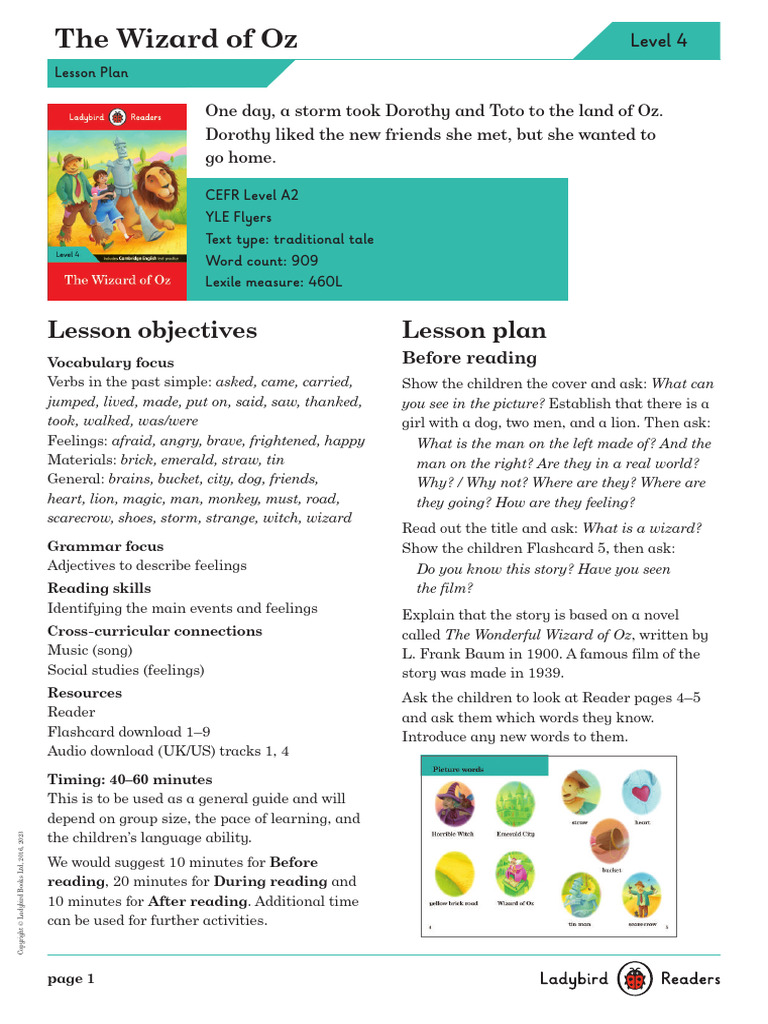 LR L4R WizardOZ LessonPlan 53793 | PDF | Dorothy Gale | The Wonderful ...