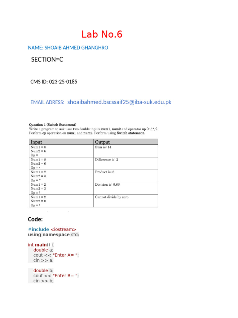 lab ==6 | PDF | Namespace | Computer Programming