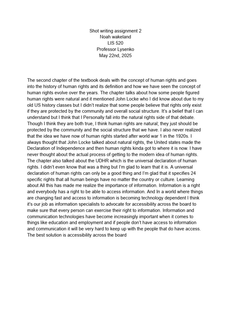 Short Writing Assignment 2 | PDF