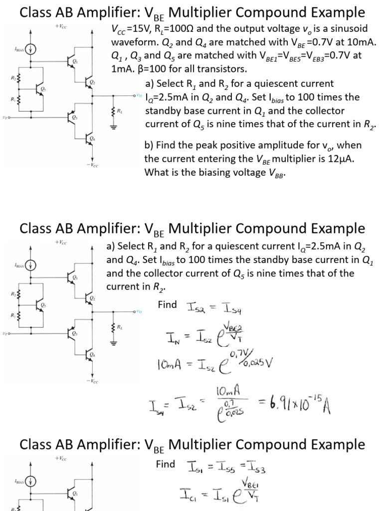 Power Amplifier - 22 - Class AB-VBE Multiplier Compound Example | PDF