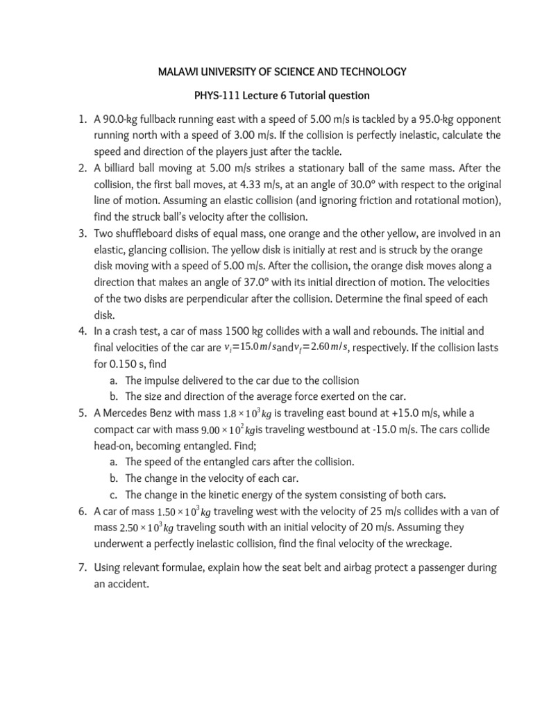 PHYS 111 Tutorial 6 | PDF