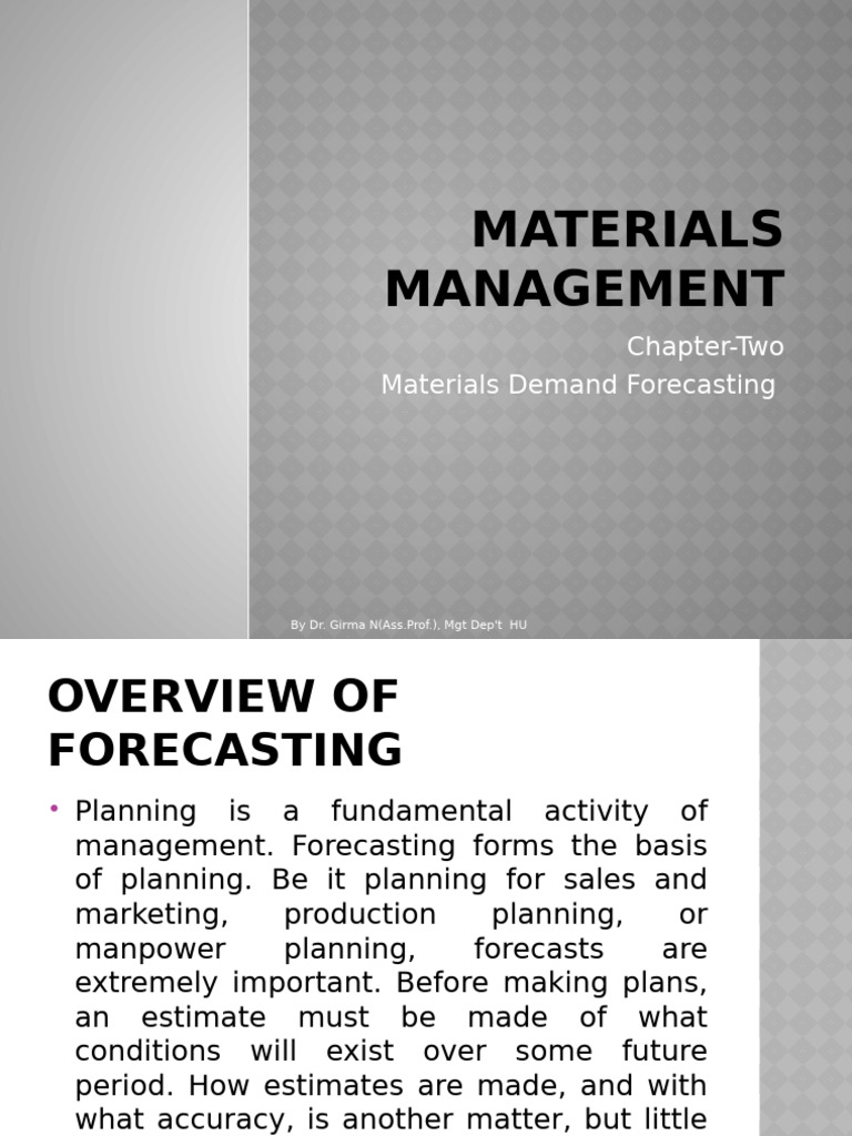 Materials Management Ch 2 (1) | PDF | Forecasting | Regression Analysis