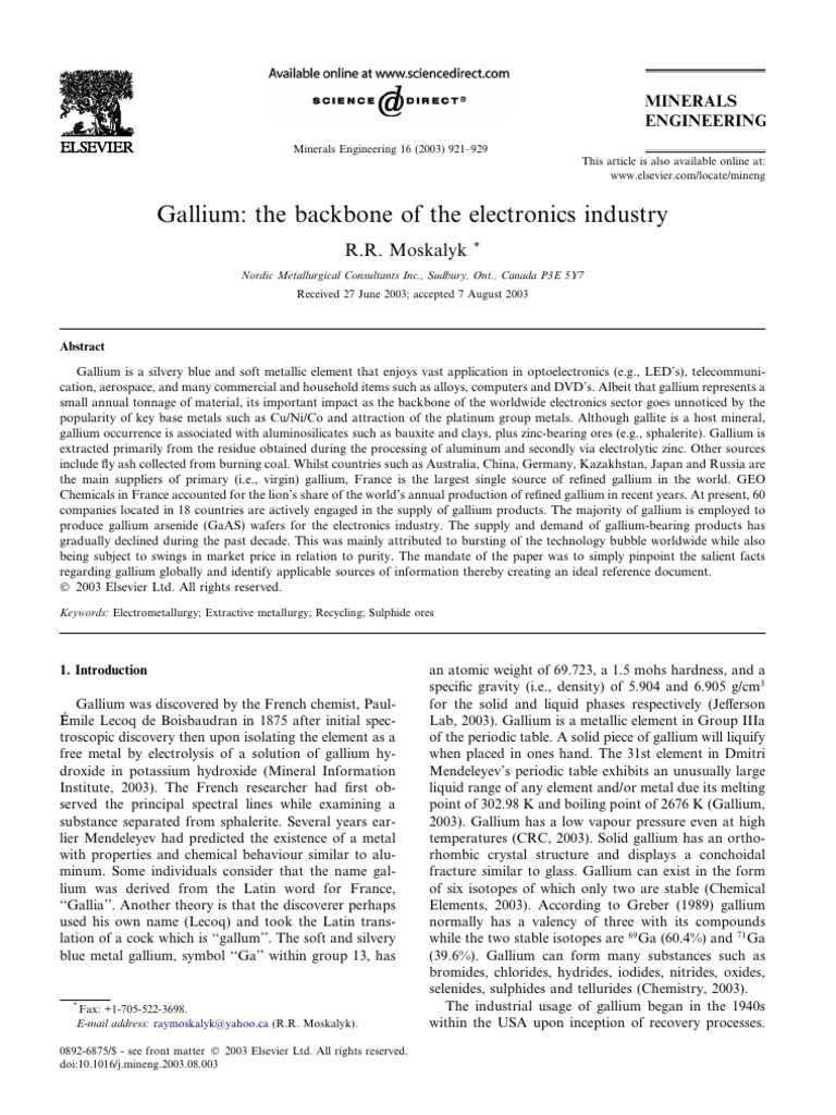Gallium's Role in Electronics Industry | PDF | Gallium Arsenide | Metals