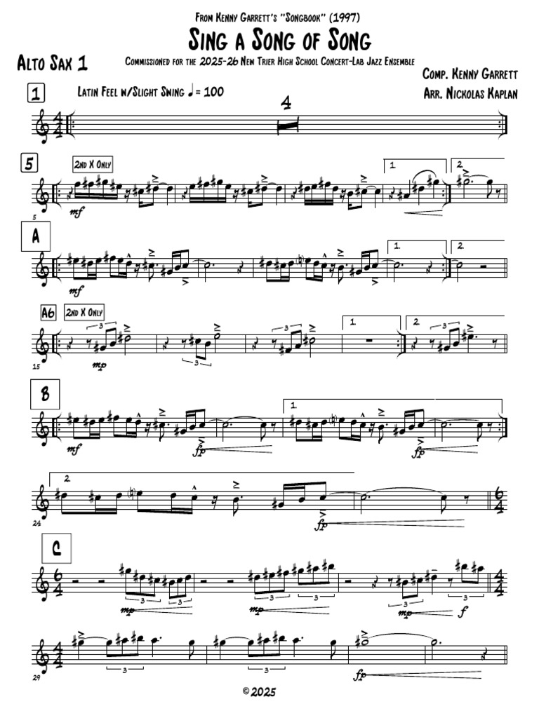Sing a Song of Song - Alto Sax 1 | PDF