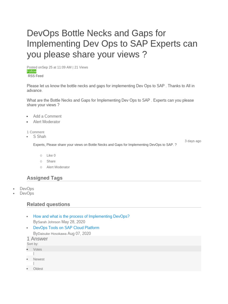 DevOps Bottle Necks and Gaps For Implementing Dev Ops To SAP Experts ...