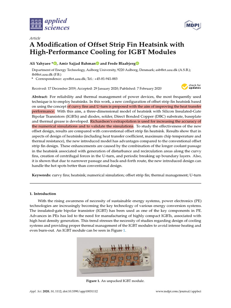 A Modification of Offset Strip Fin Heatsink With H | PDF | Heat ...