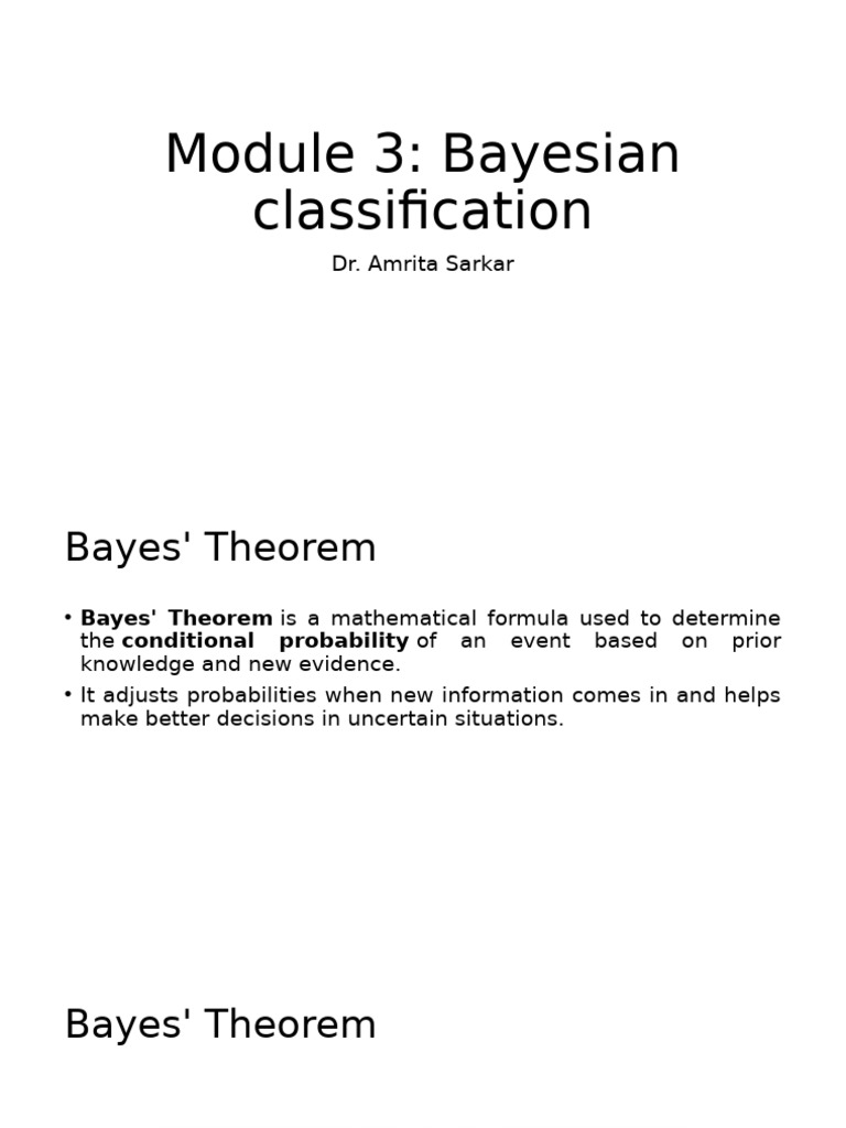 Module 3 - Bayes Classification | PDF | Statistical Classification | Machine Learning