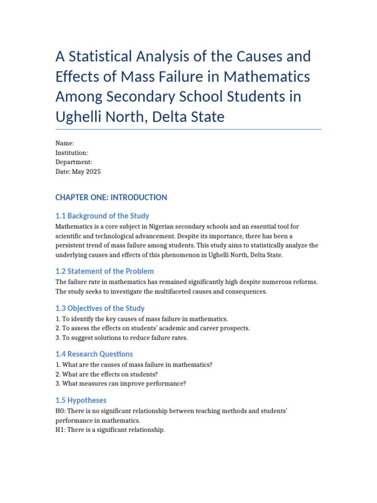Mass Failure Mathematics Ughelli North | PDF