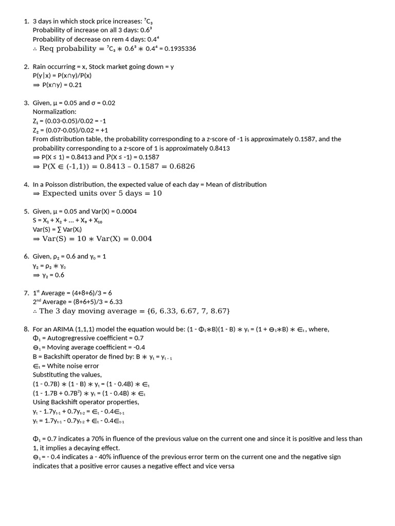 Stock Market Probability and Analysis | PDF | Time Series | Errors And ...