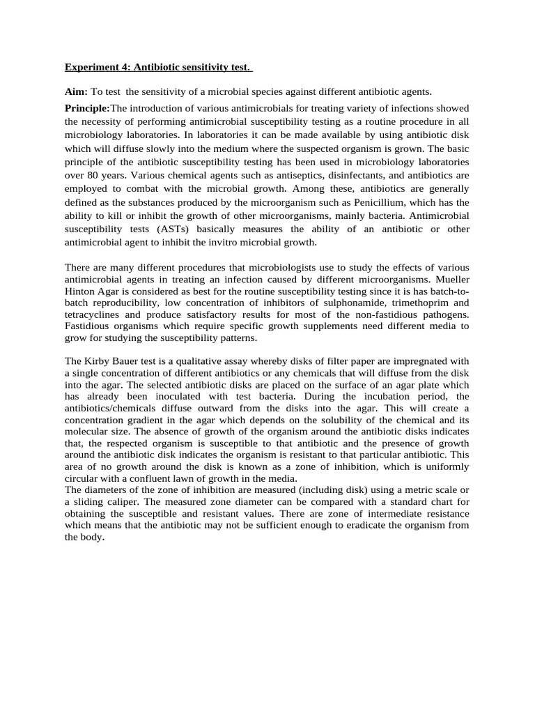 Antibiotic Sensitivity Test | PDF | Antimicrobial | Microbiology