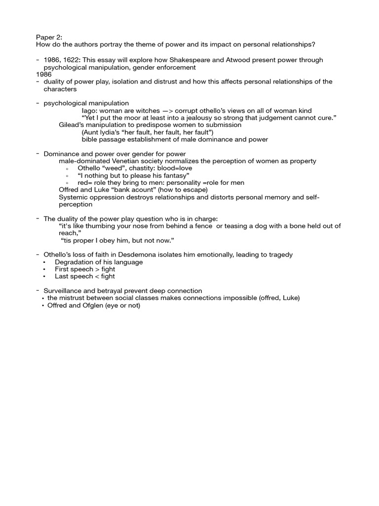 Paper 2 Essay Trial | PDF | Othello