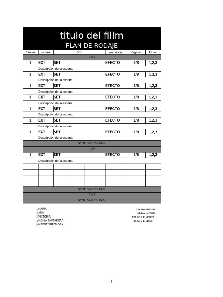 Plan de Rodaje: Detalles de Escenas | PDF