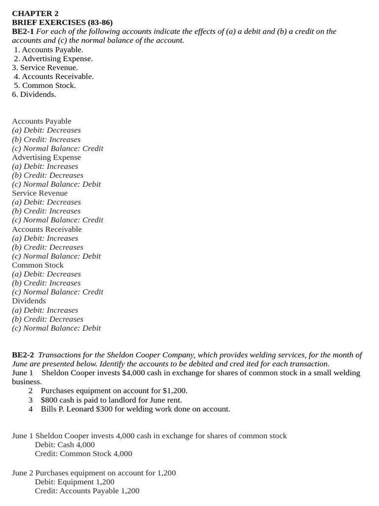 Brief Exercises 83-86 | PDF | Debits And Credits | Financial Services