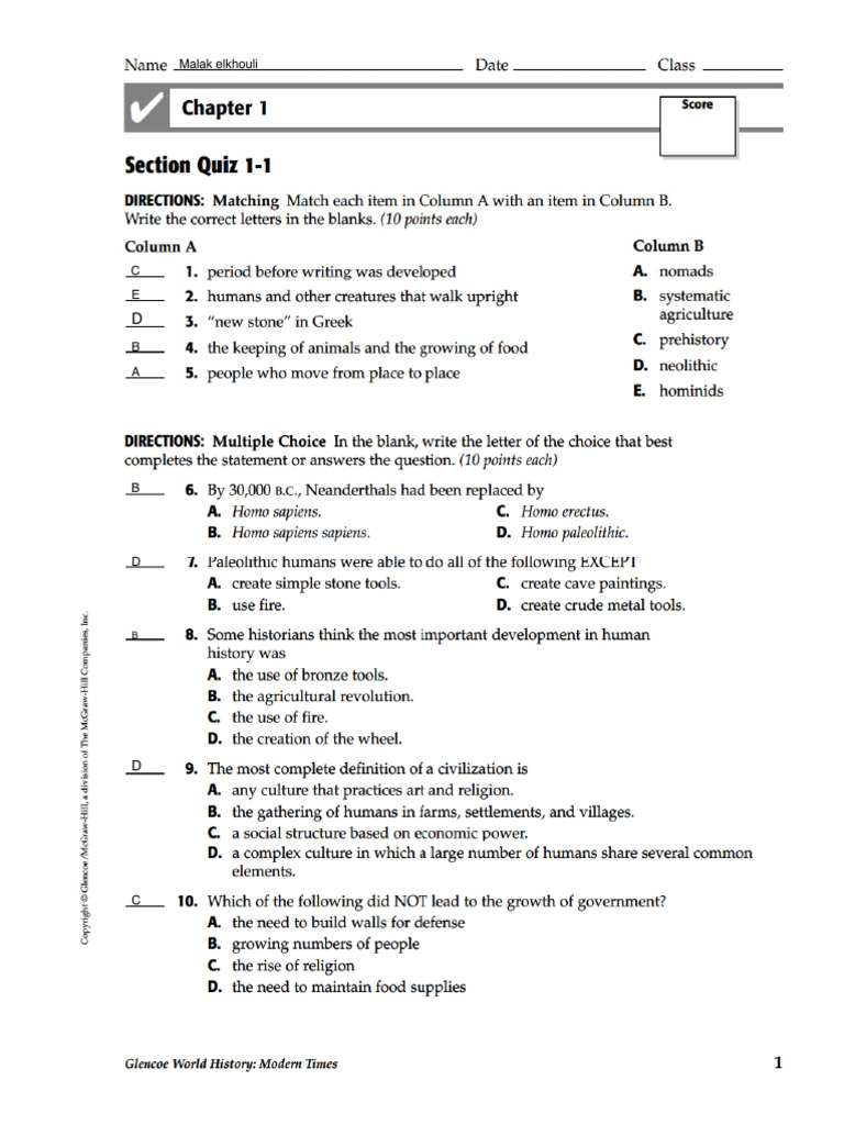 Chapter 1 Revision | PDF