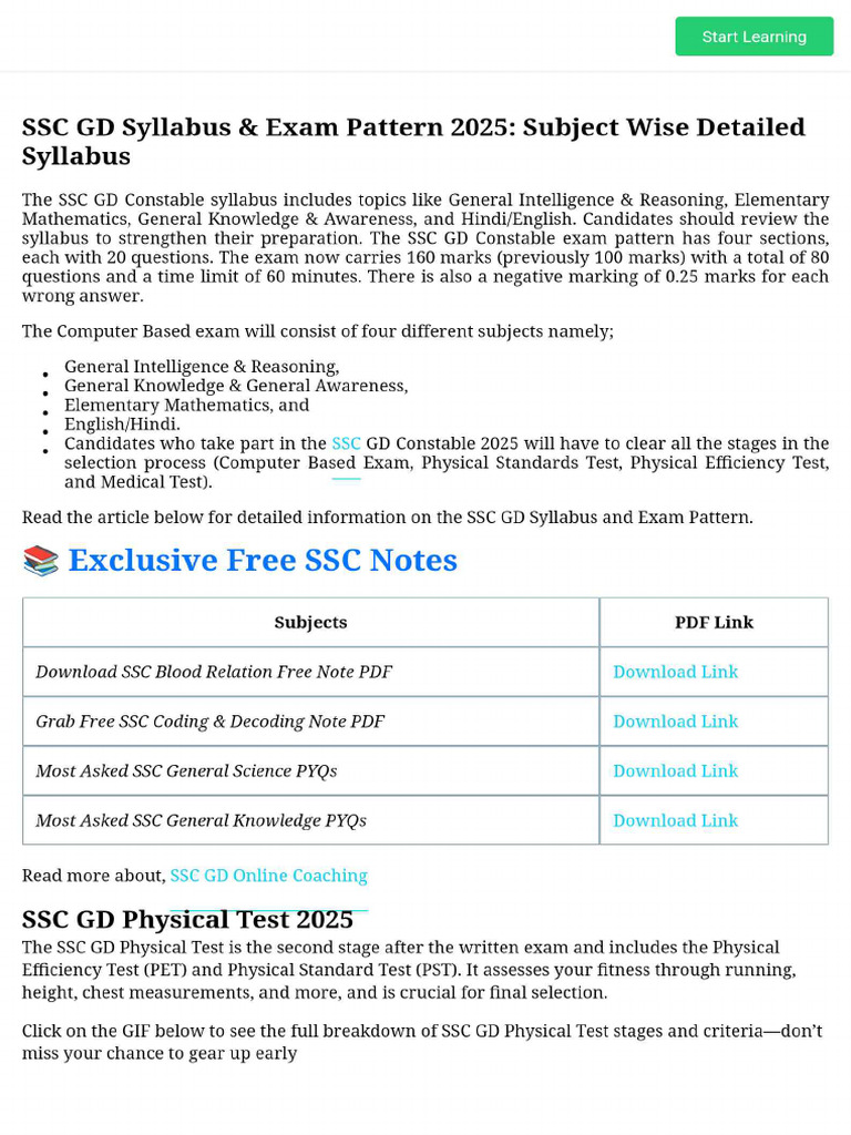 SSC GD Syllabus & Exam Pattern 2025 - Subject Wise Detailed Syllabus | PDF