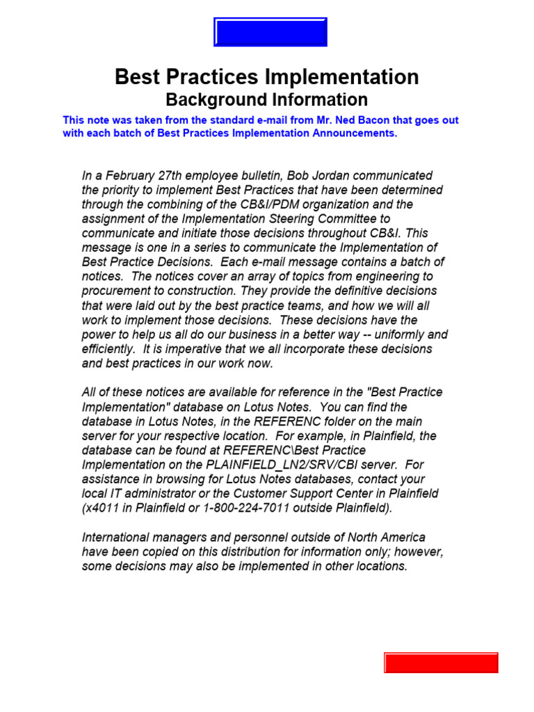 Best Practices Implementation: Background Information | PDF | Welding ...