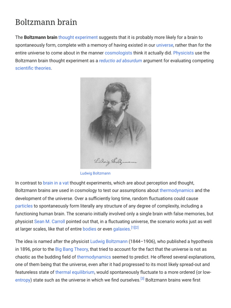 Boltzmann Brain - Wikipedia | PDF | Physics | Cosmology