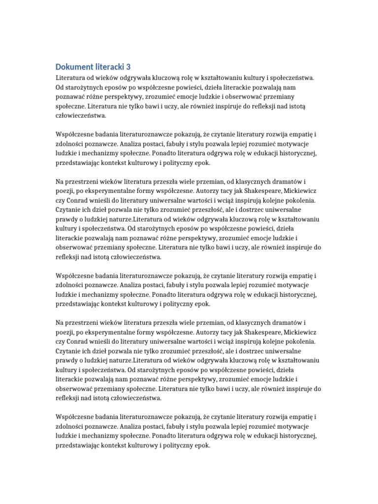 Dokument Literacki 3 | PDF