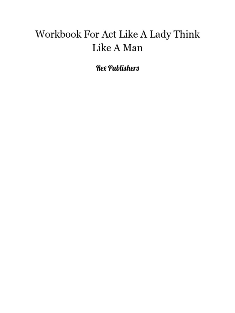 Workbook for Act Like a Lady Think Like a Man | PDF | Love | Intimate ...