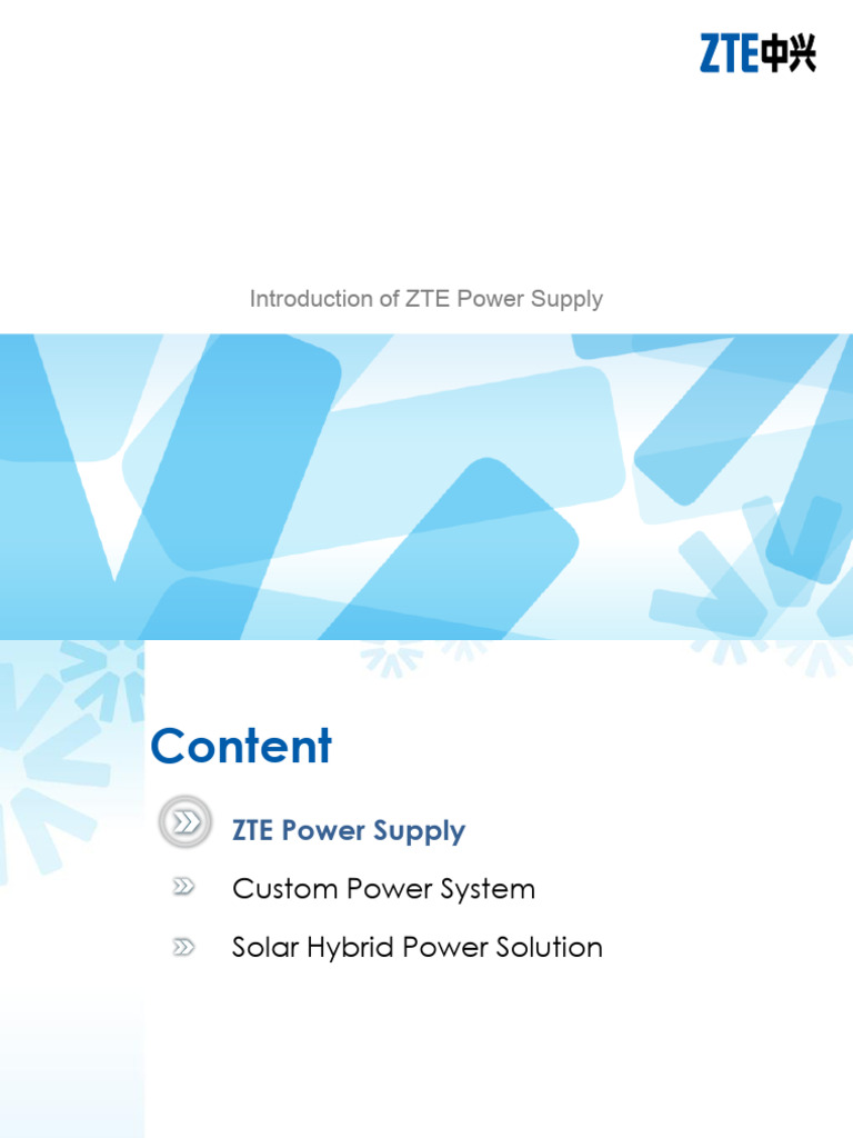 ZTE Power Supply Solutions Overview | PDF | Photovoltaics | Power Supply