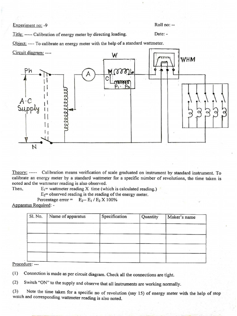 Calibration of Analog Energy Meter (AEM) | PDF