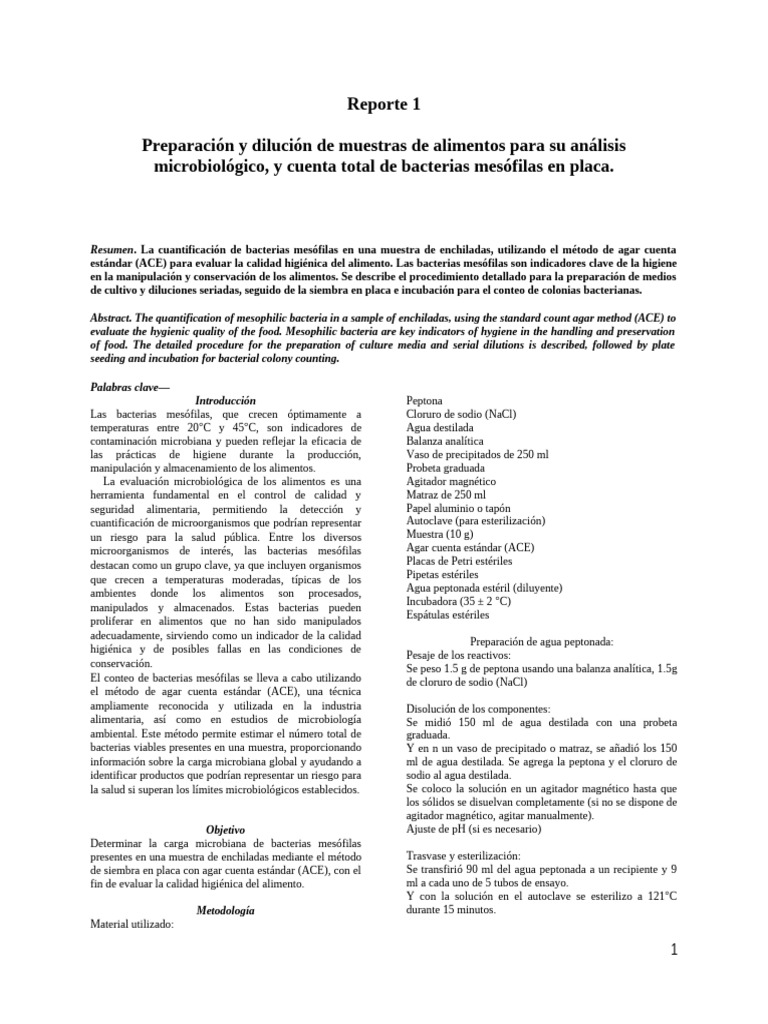Analisis Microbiologico Mesofilos en Placa | PDF | Alimentos ...