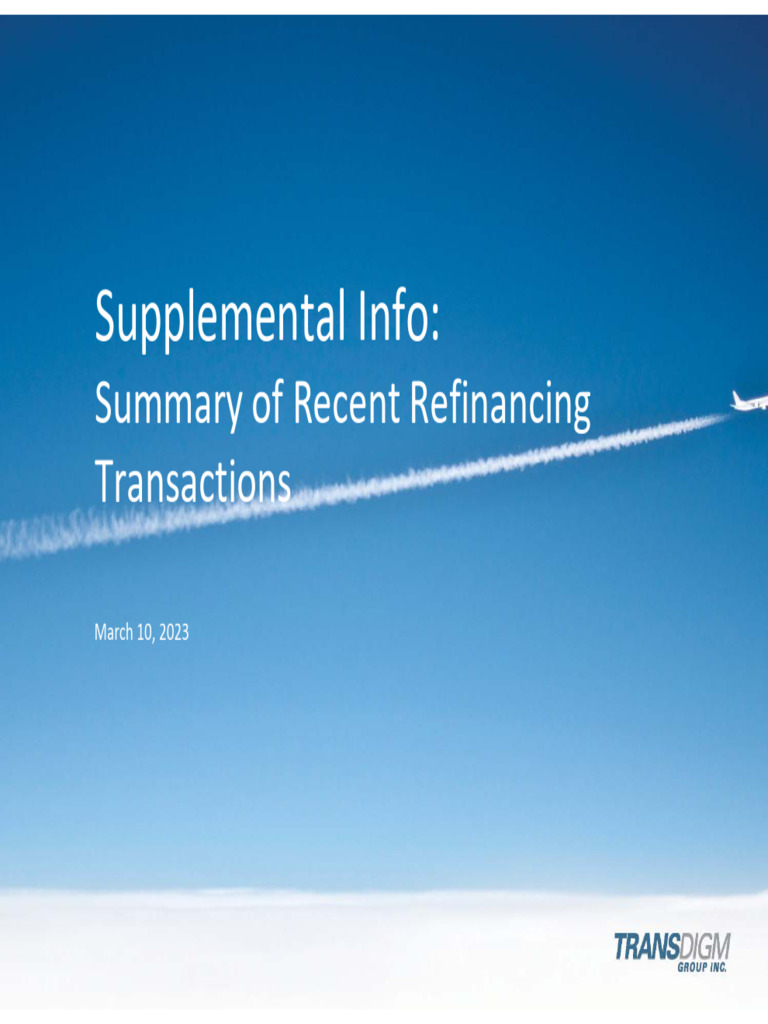 Supplemental Info - Summary of Recent Refinancing Transactions - March ...