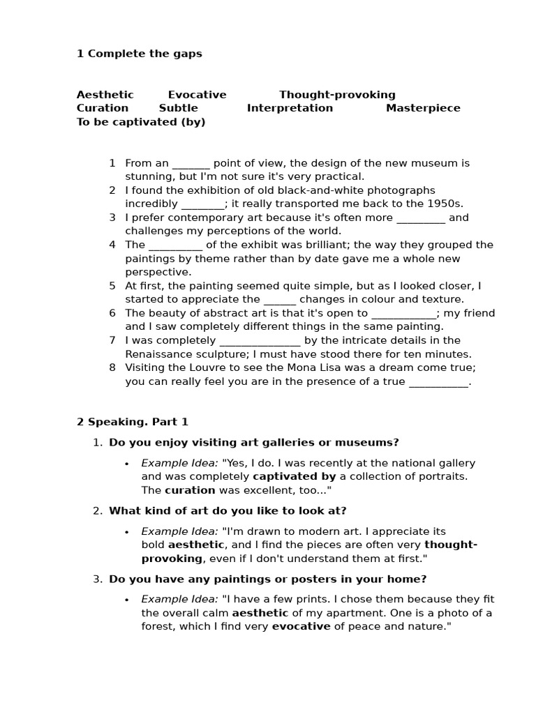 Art Vocabulary | PDF