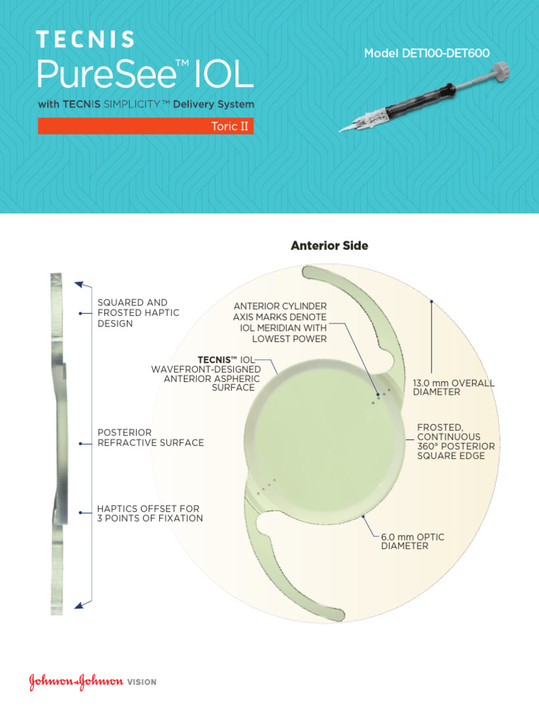Pp2023ct5543 Tecnis Puresee Toric II Iol Spec Sheet Det100-Det600 | PDF | Electromagnetic ...
