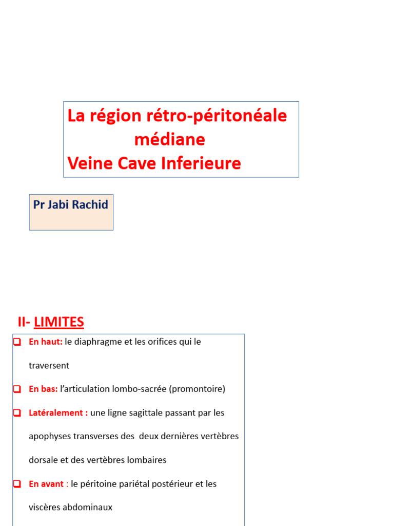 Anatomie de la région rétro-péritonéale | PDF | Angiologie | Thorax