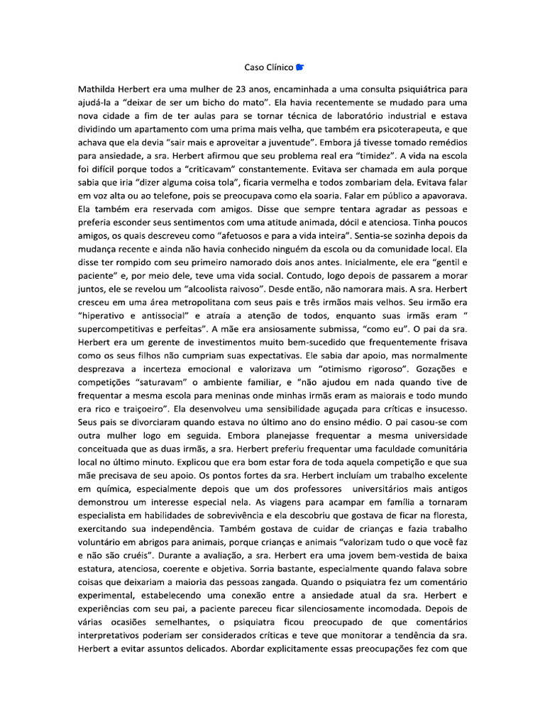 Caso Clínico 8 TP Evitativa (1) | PDF