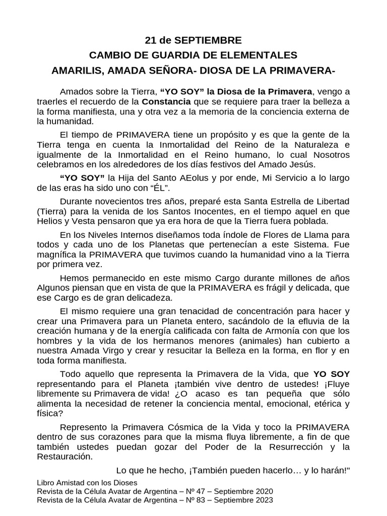 21 de Septiembre- Cambio de Guardia Elemental | PDF | Tierra