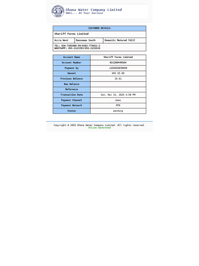 Generate Payment Receipt Payment Id 5543497 | PDF