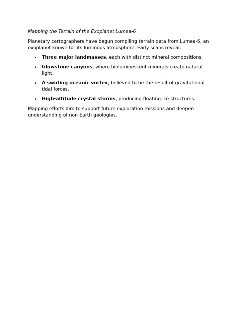 Introduction To Planetary Cartography of Lumea-6 | PDF