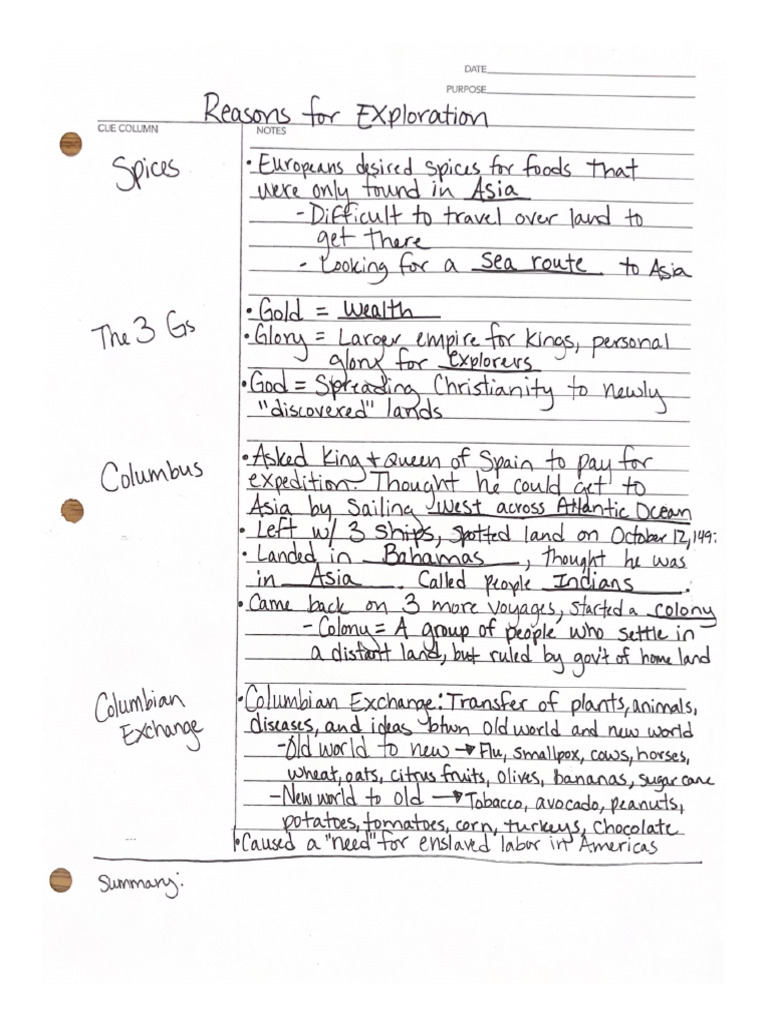 Reasons For Exploration Notes | PDF